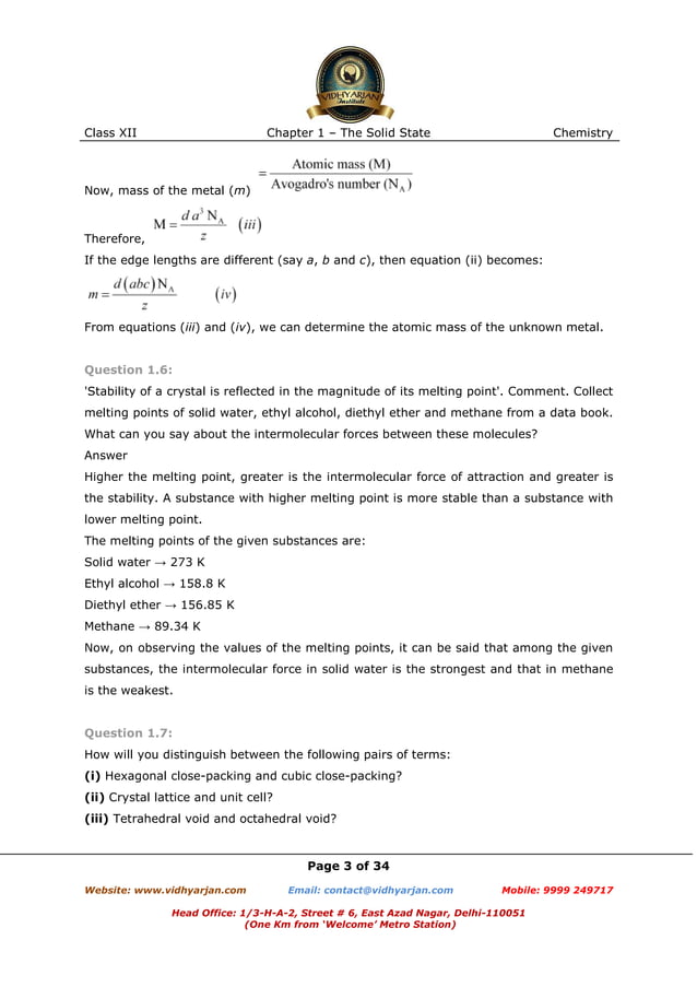 Chapter 1 the solid state | PDF