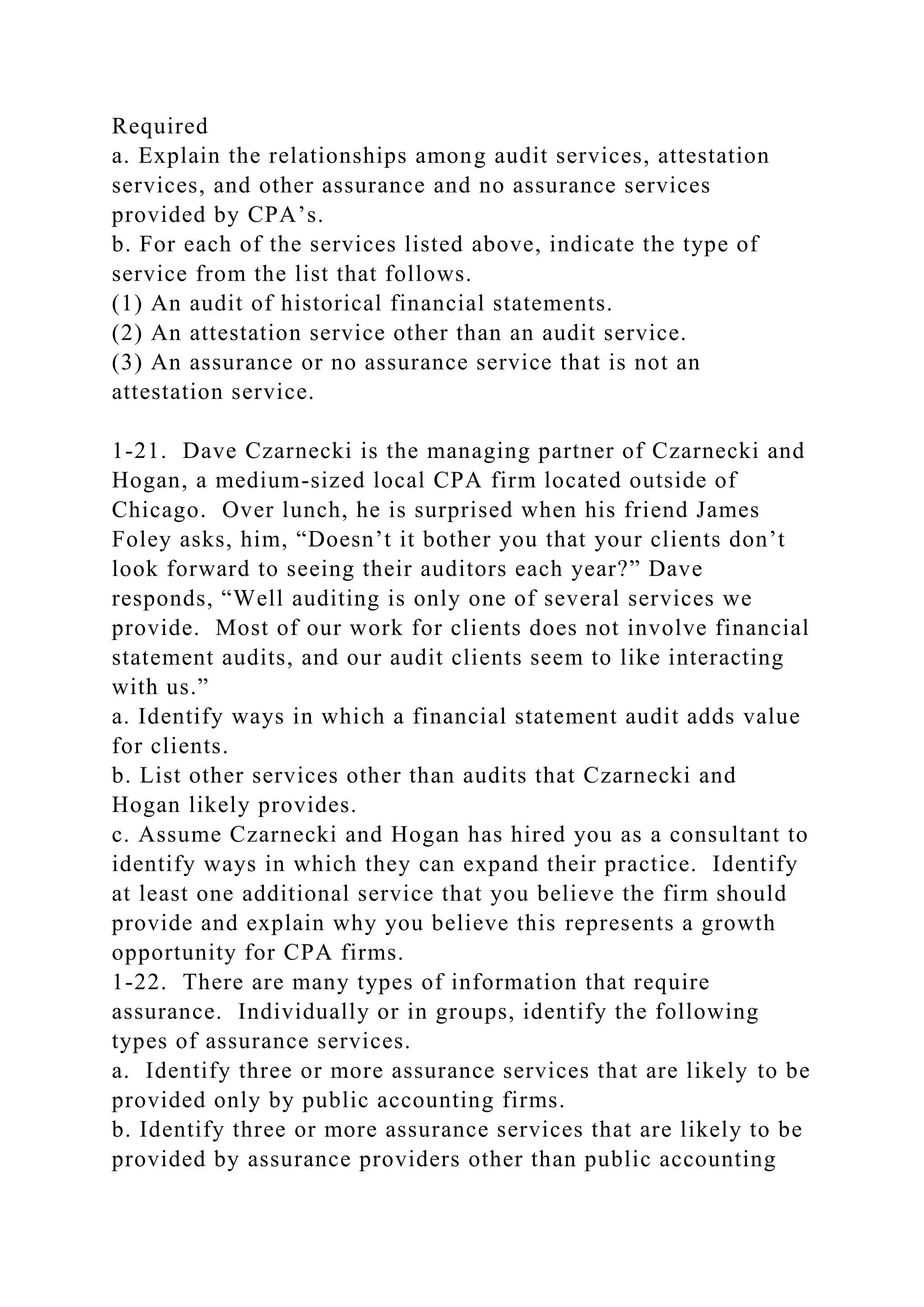 CHAPTER 1 This list below indicated various audits, attestation,.docx