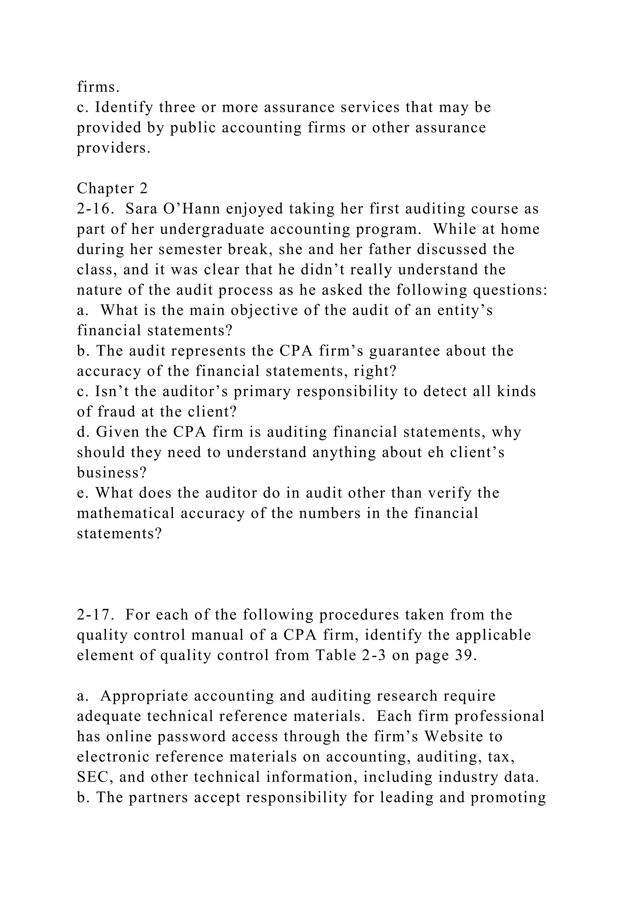 CHAPTER 1 This list below indicated various audits, attestation,.docx