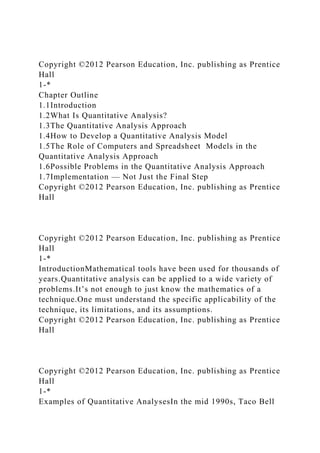 Chapter 1To accompanyQuantitative Analysis for Manag.docx | Business | Business and Finance