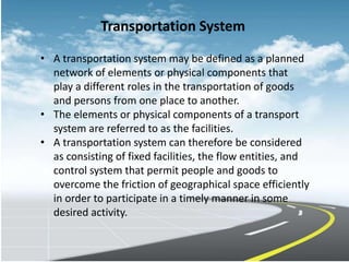 Chapter 1 transportation | PPTX | Rail Travel | Travel Type