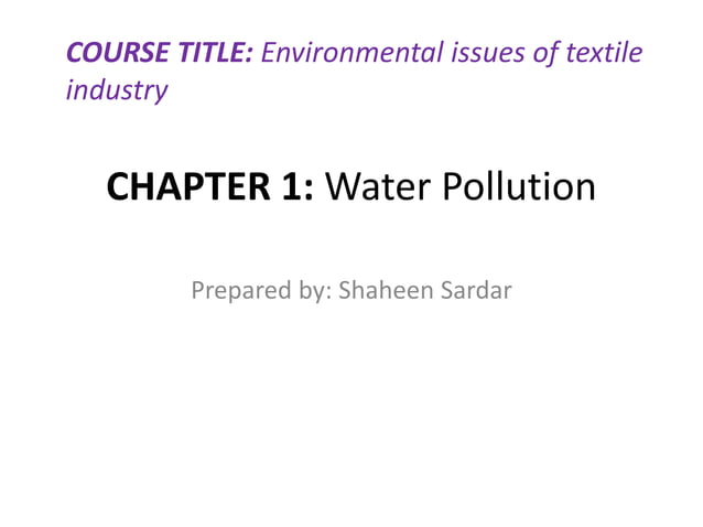 Chapter 1 Water pollution | PPT
