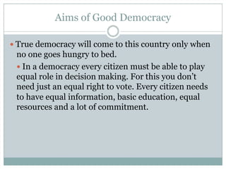 Chapter 1 What is Democracy Why Democracy.ppt | Civic affairs | Politics