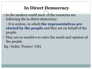 Chapter 1 What is Democracy Why Democracy.ppt | Civic affairs | Politics