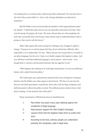 Chapter 2: Legal English. Features and exercises | DOC
