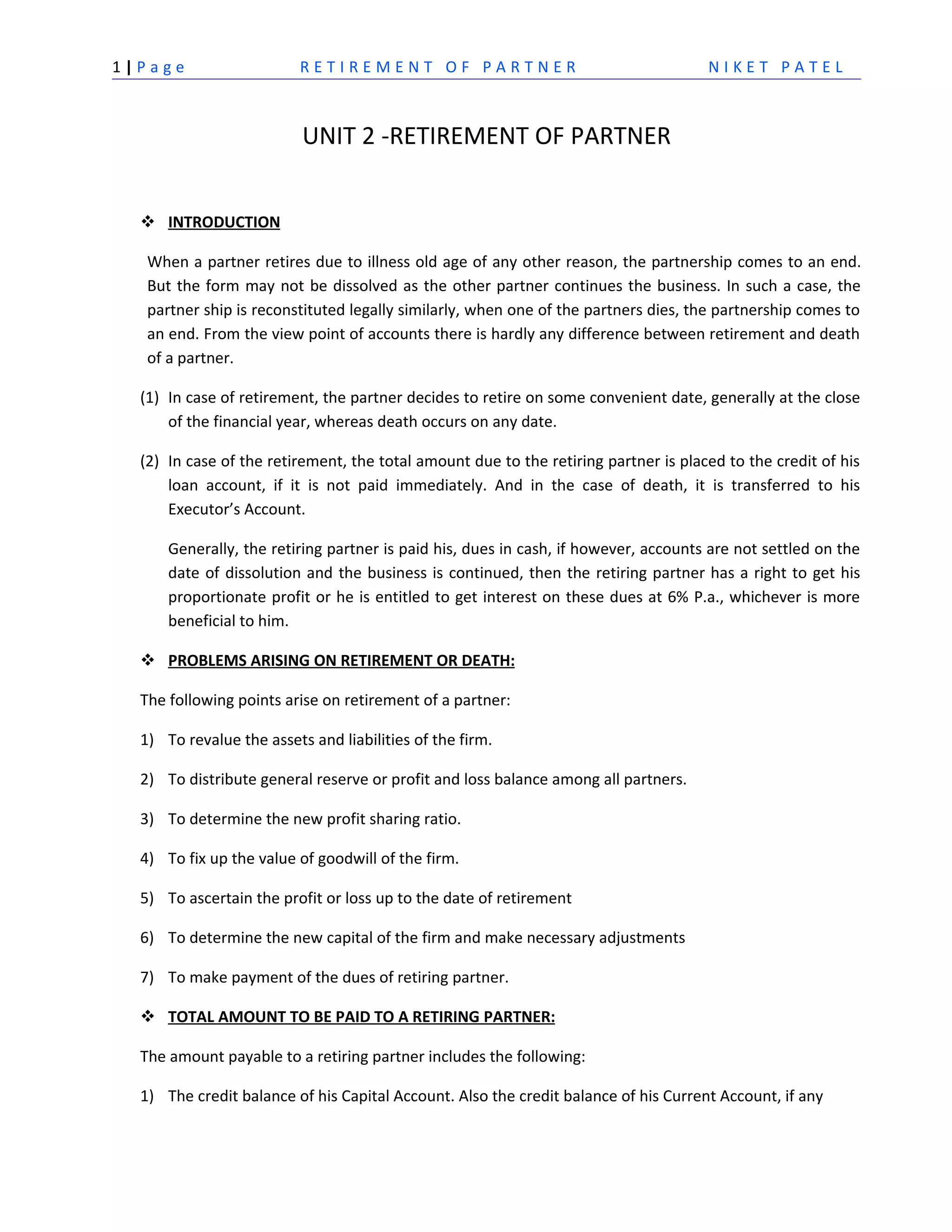 RETIREMENT OF PARTNER | DOC