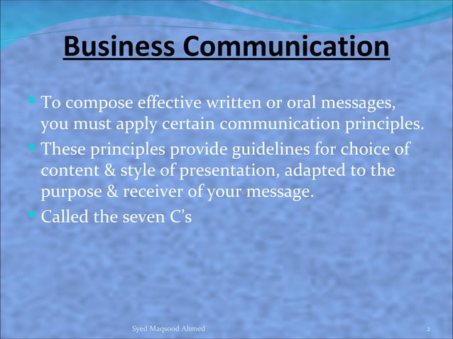 business communication ,effective business communication Chapter 2 | PPT