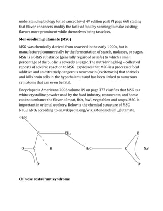 monosodium glutamate literature review | DOCX | Chemistry | Science