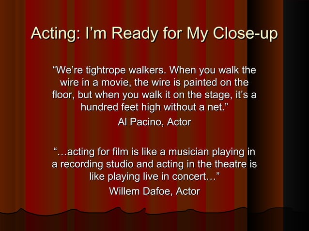 Chapter 2: Stage vs Screen | PPT