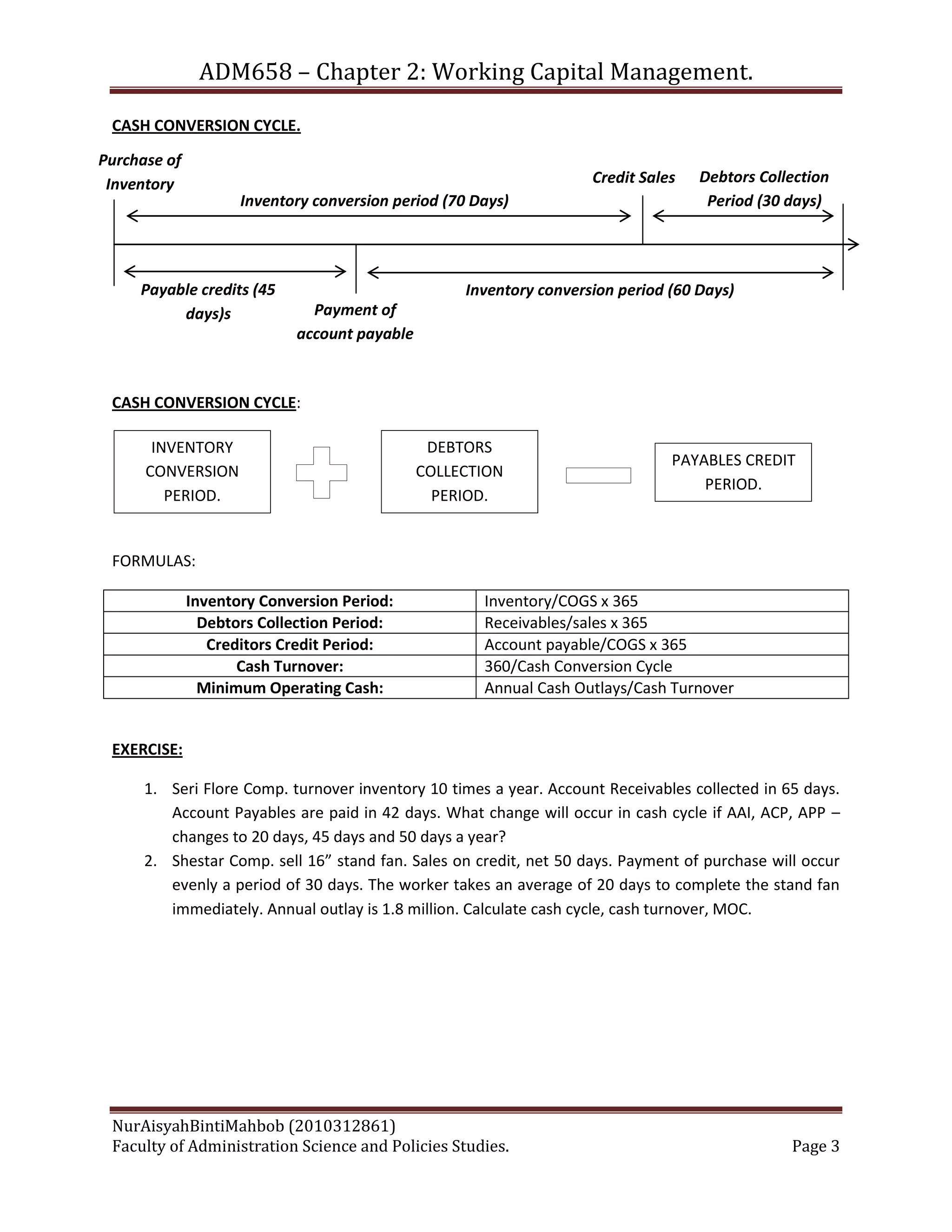 ADM 658: Chapter 2 - Working Capital Management | DOCX