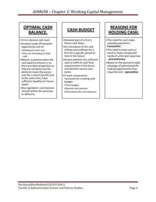 ADM 658: Chapter 2 - Working Capital Management | DOCX