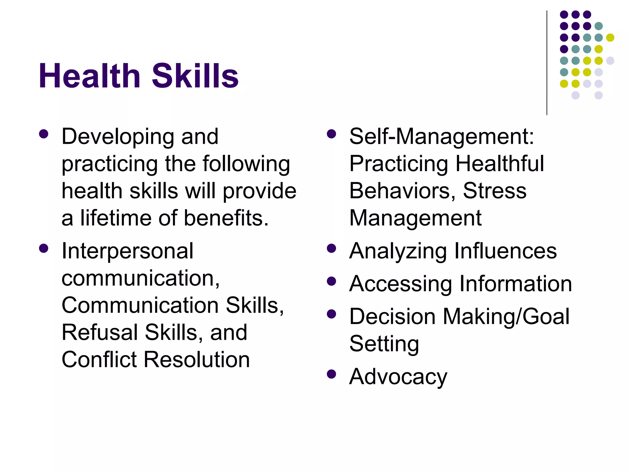 Building Health Skills and Character | PPT