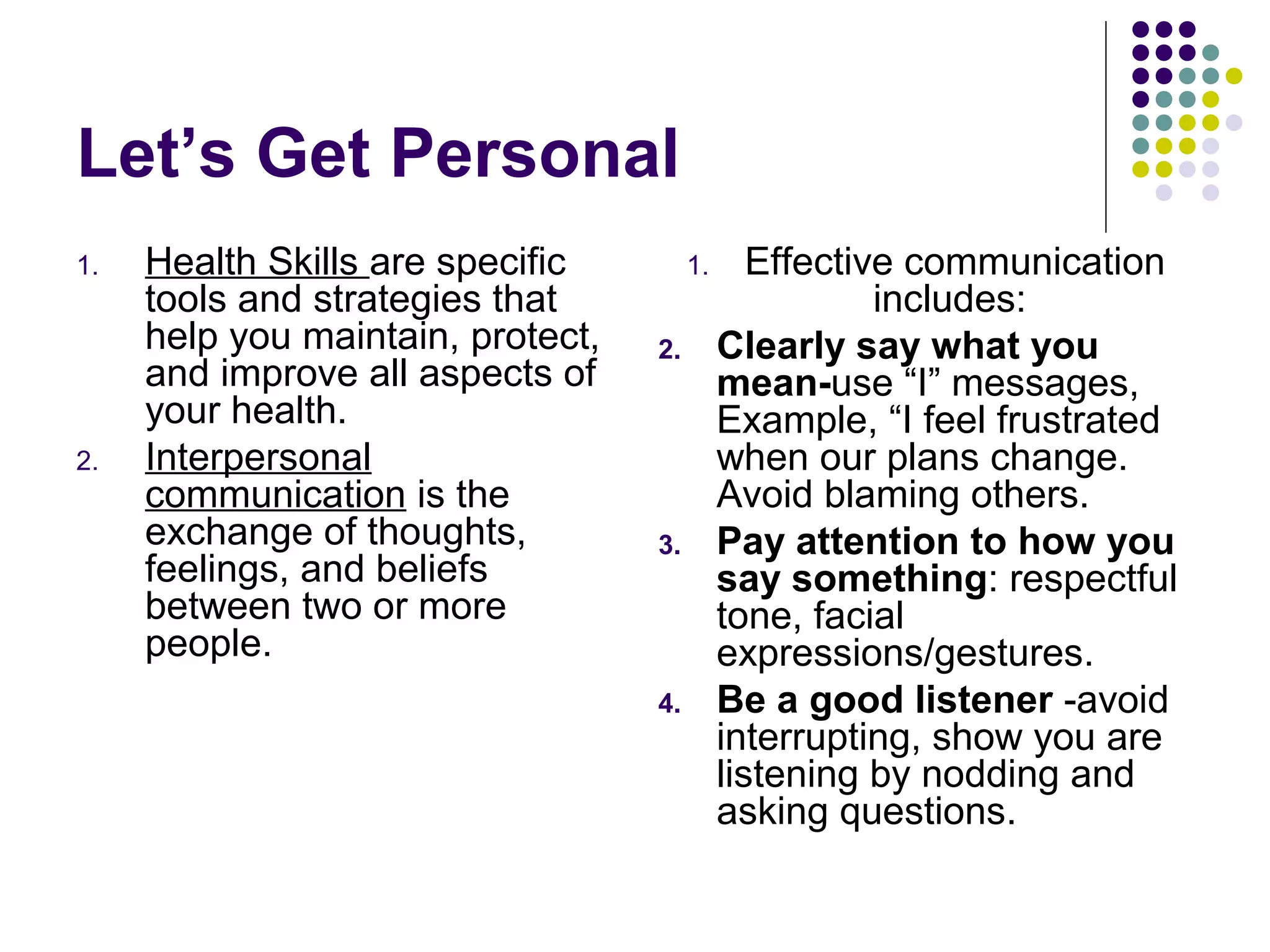 Building Health Skills and Character | PPT