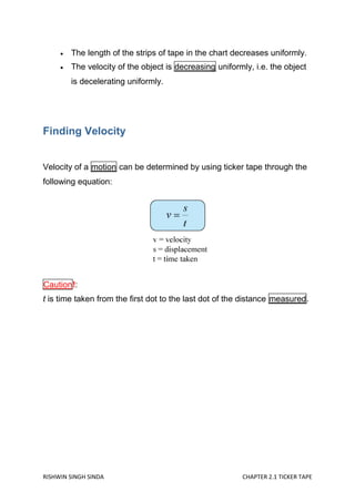 Chapter 2.1 ticker timer notes | DOCX