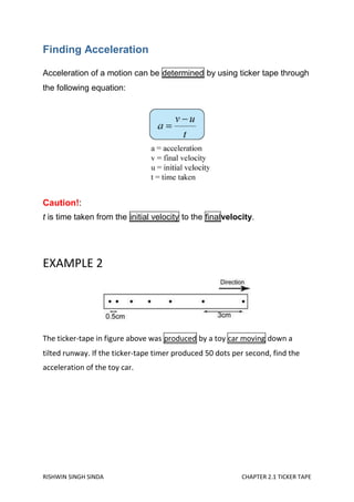 Chapter 2.1 ticker timer notes | DOCX