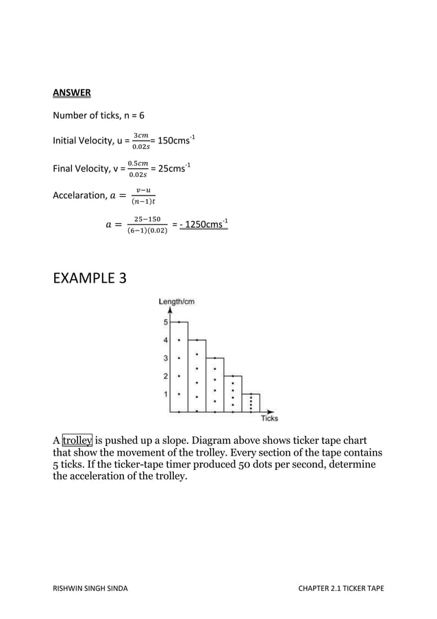 Chapter 2.1 ticker timer notes | DOCX | Physics | Science