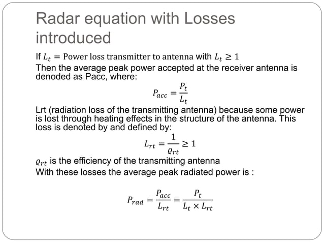 Chapter 2-radar equation | PPSX | Physics | Science