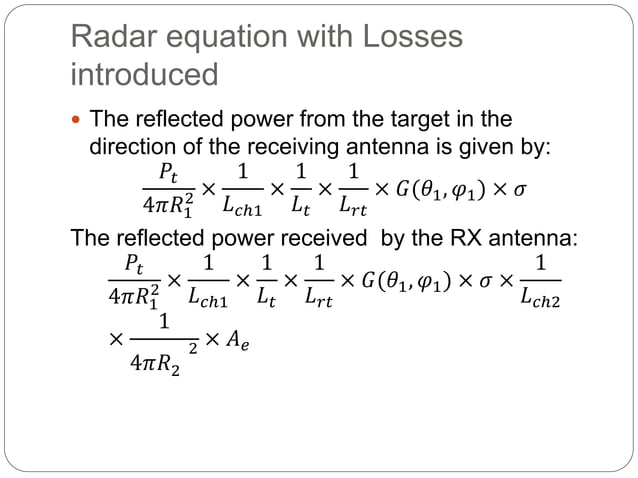 Chapter 2-radar equation | PPSX | Physics | Science