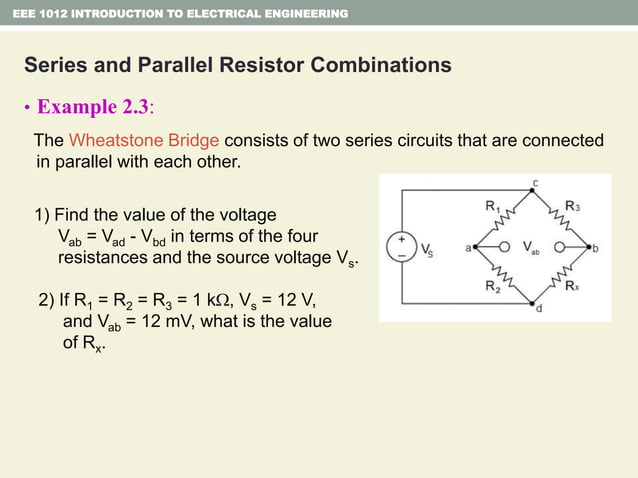 Chapter 2: Fundamentals of Electric Circuit
