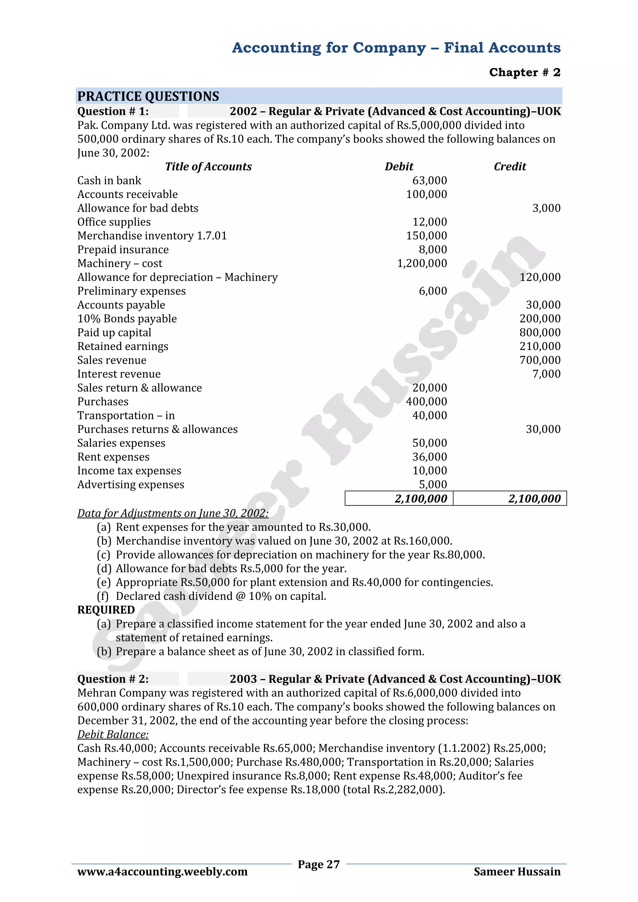 Advance Accounting b.com part 2 chapter 2 notes | PDF