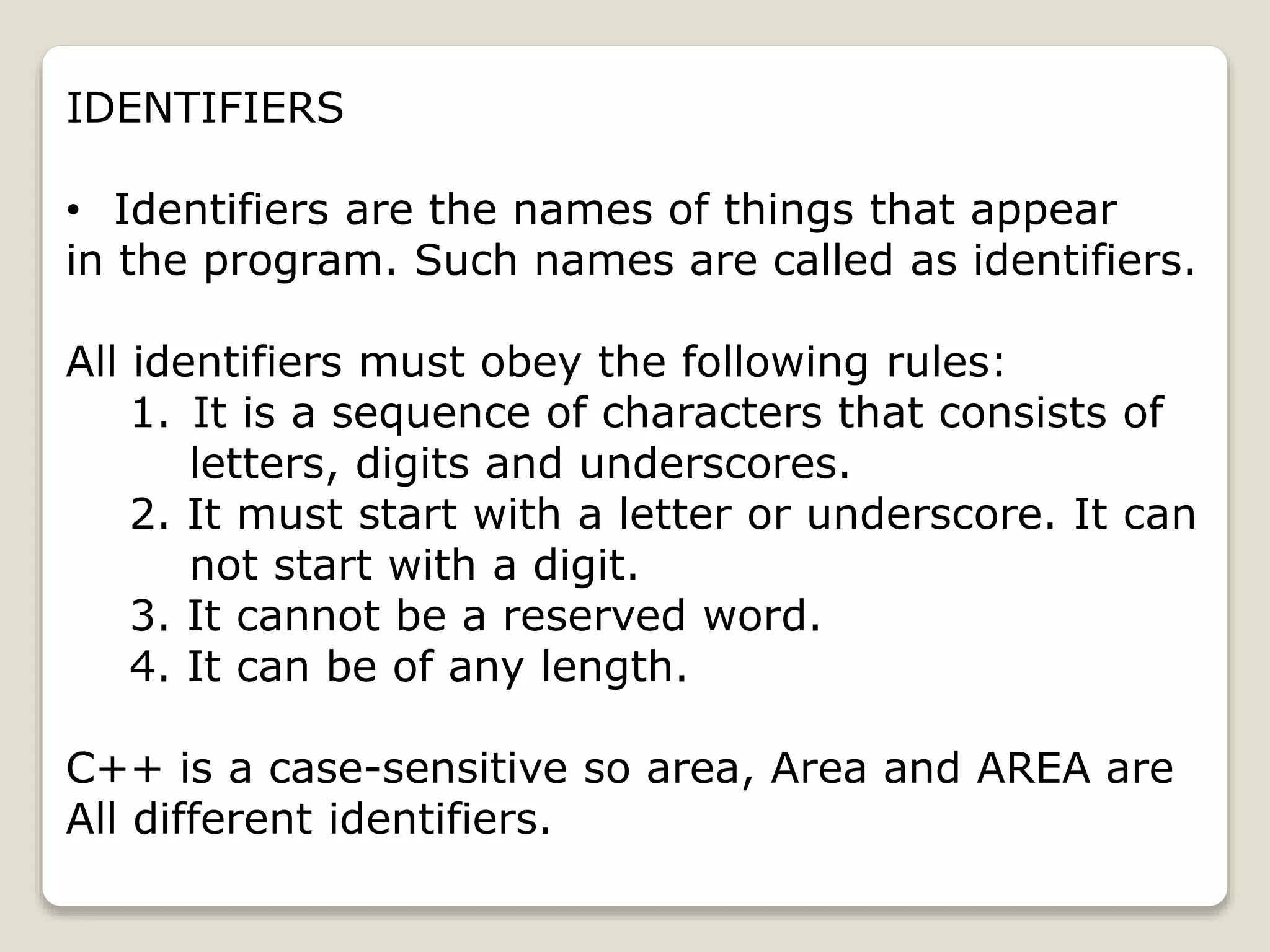 Chapter 2datatypes And Operators Pptx Programming Languages 5276