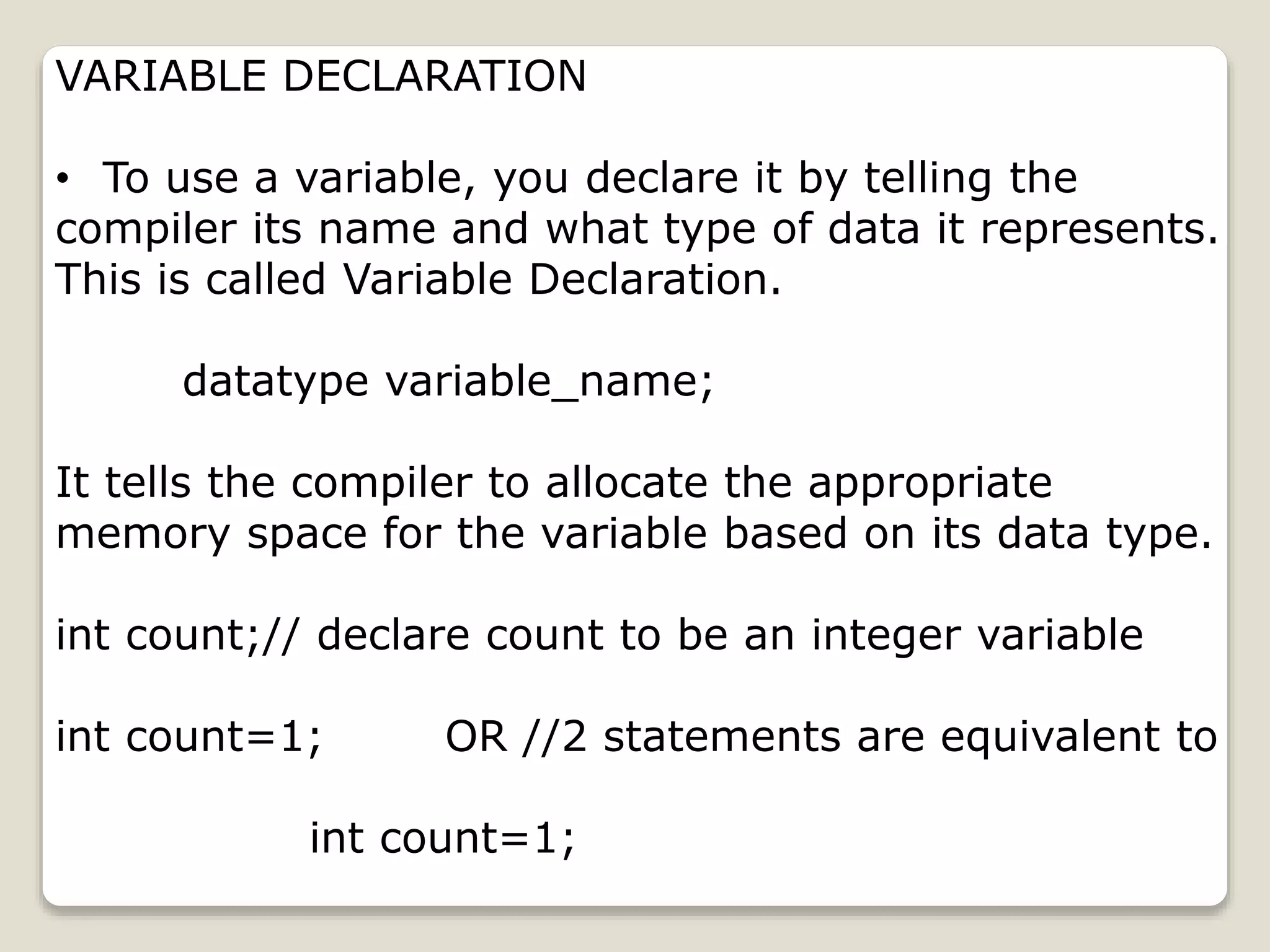 Chapter 2datatypes And Operators Pptx Programming Languages Computing