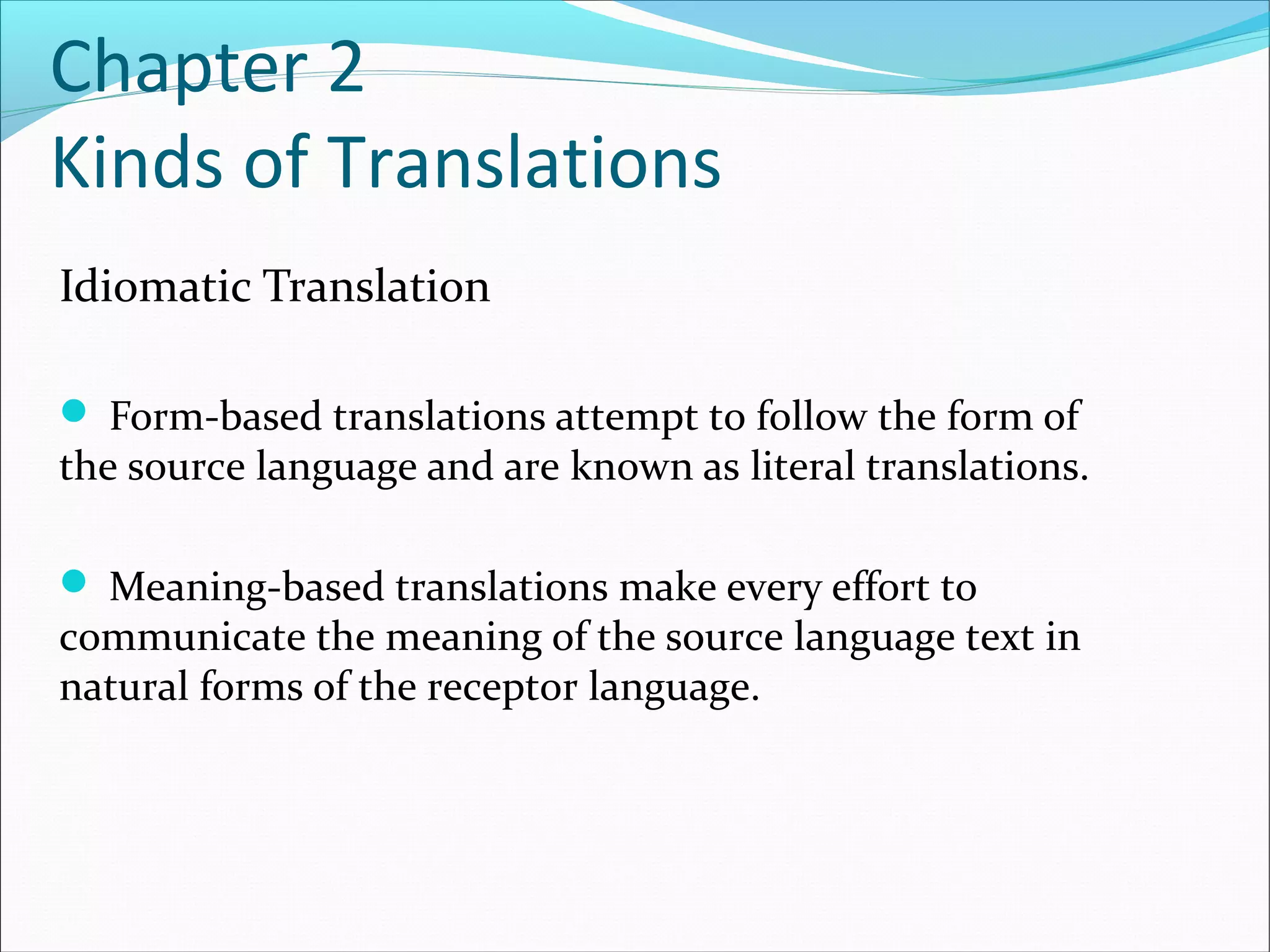 TRANSED Chapter 2 Kinds of Translation | PPT
