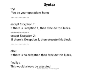PYTHON -Chapter 2 - Functions, Exception, Modules and Files -MAULIK BORSANIYA | PPTX