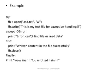 PYTHON -Chapter 2 - Functions, Exception, Modules and Files -MAULIK ...