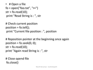 PYTHON -Chapter 2 - Functions, Exception, Modules and Files -MAULIK BORSANIYA | PPTX