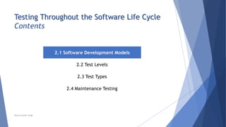 Chapter 2 - Testing Throughout the Development LifeCycle | PPTX