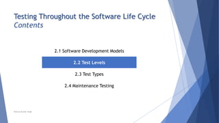 Chapter 2 - Testing Throughout the Development LifeCycle | PPTX