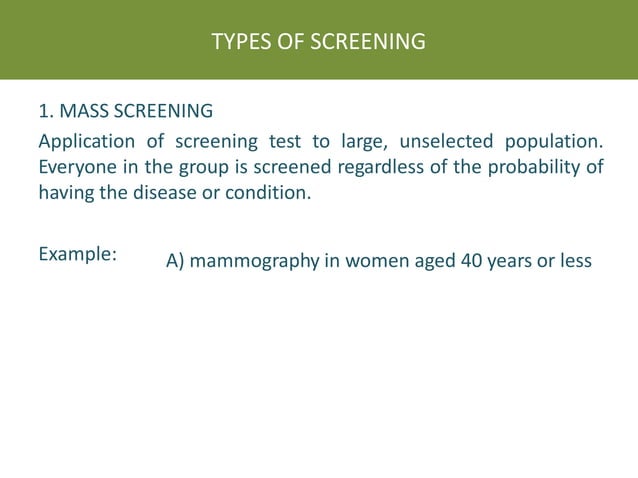 Chapter 2.2 screening test | PPTX | Medical Tests | Medical Health