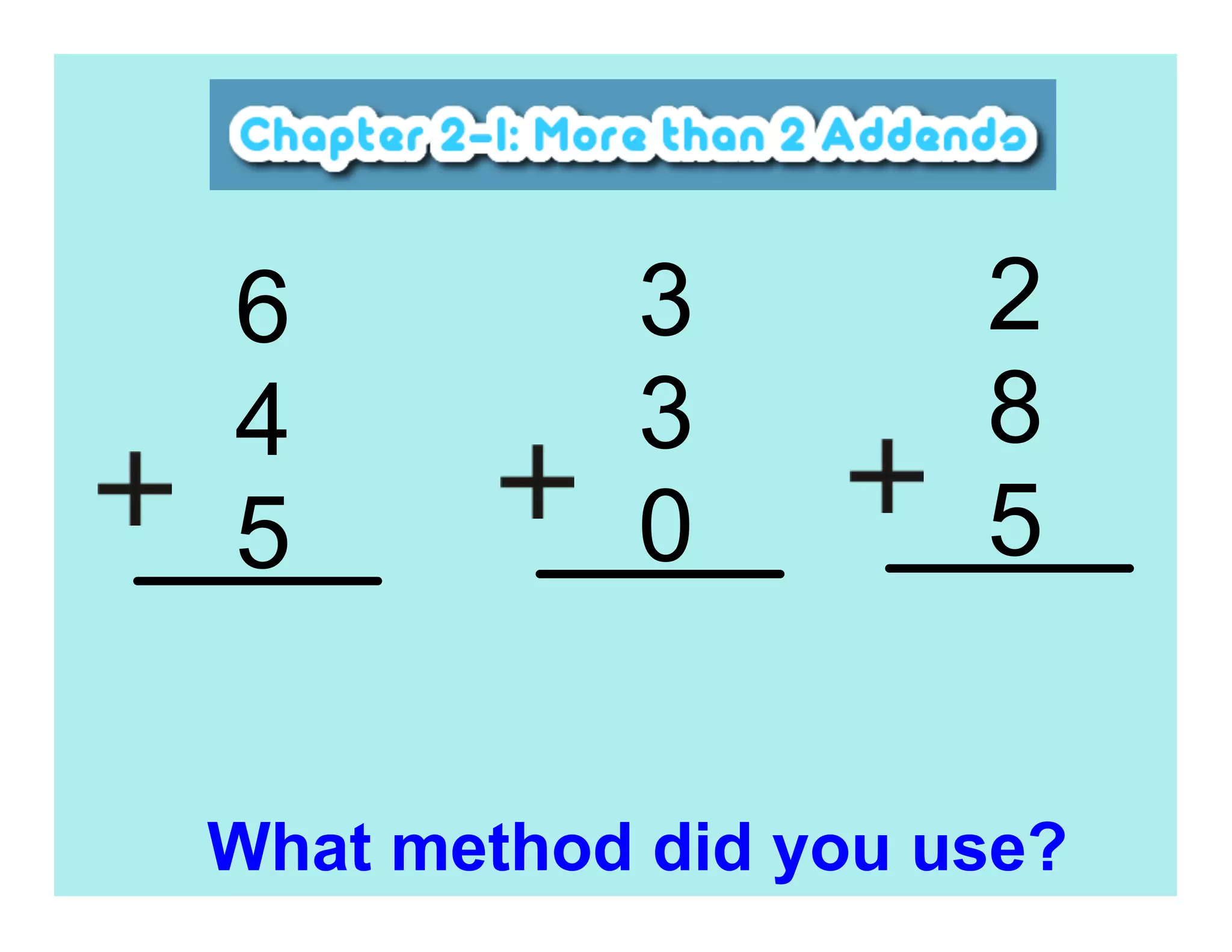 Chapter 2 1 more than two addends | PPT