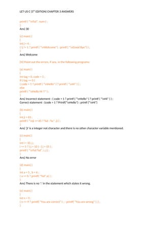 LET US C (5th EDITION) CHAPTER 2 ANSWERS | PDF | Programming Languages ...