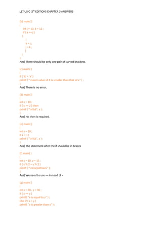 LET US C (5th EDITION) CHAPTER 2 ANSWERS | PDF