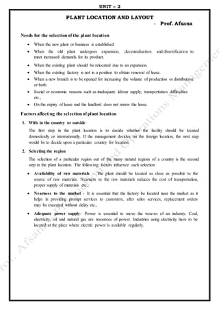 Plant Location and Layout | DOCX