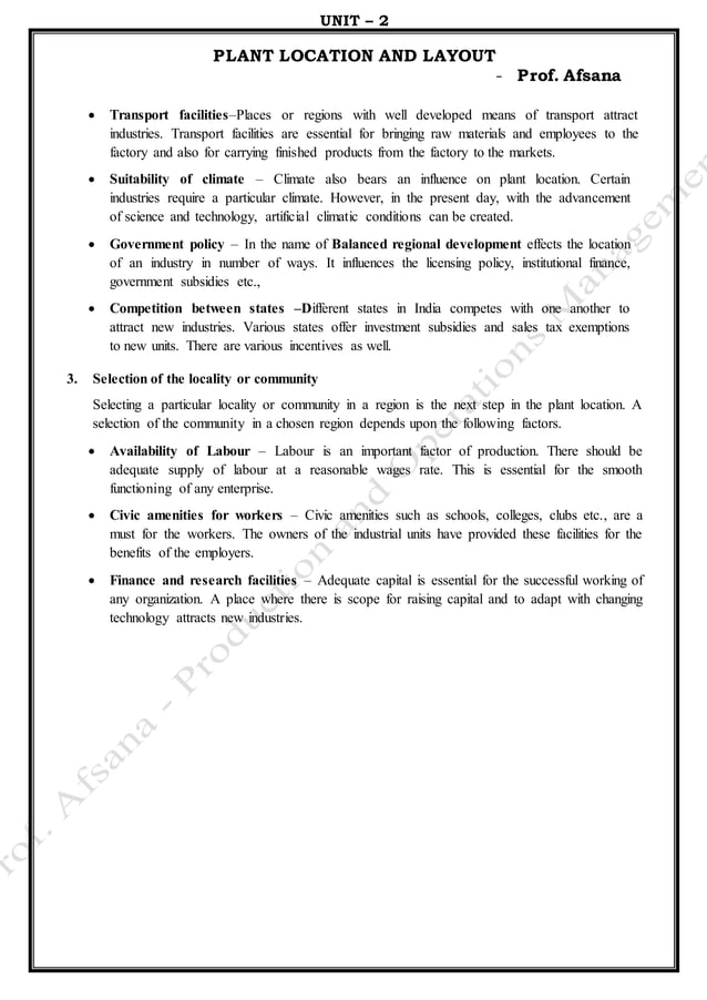 Plant Location and Layout | DOCX