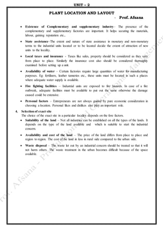 Plant Location and Layout | DOCX