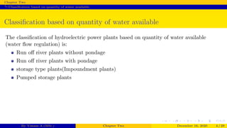 Classification of Hydroelectric power plants | PDF