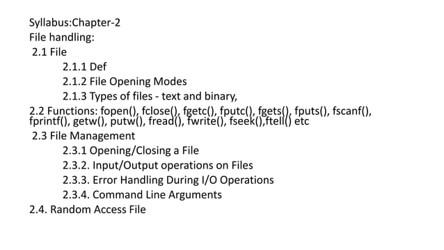 File Handling in C | PPTX
