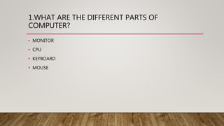 Parts of Computer Primary Class | PPTX