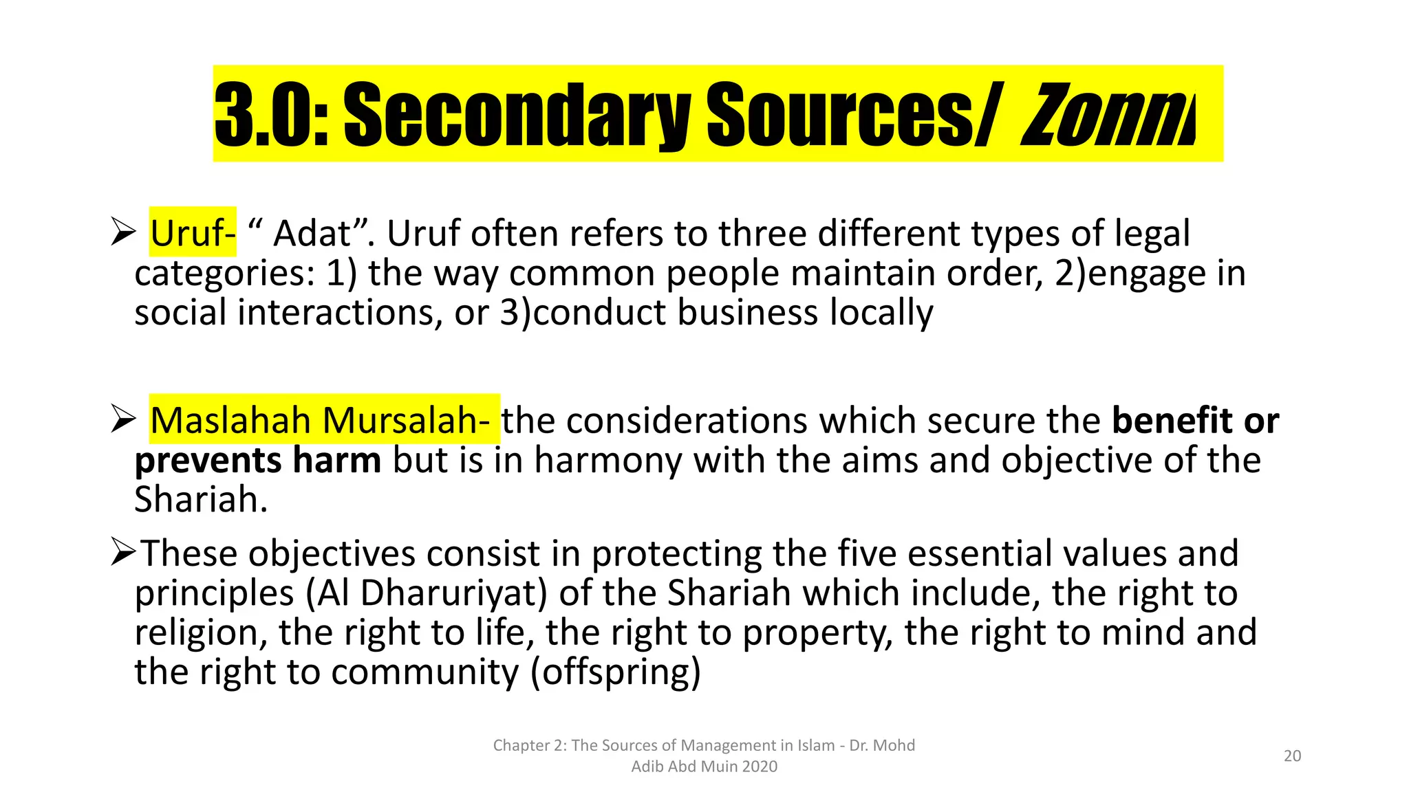 Chapter 2: The Sources of Management in Islamic Perspective | PPTX