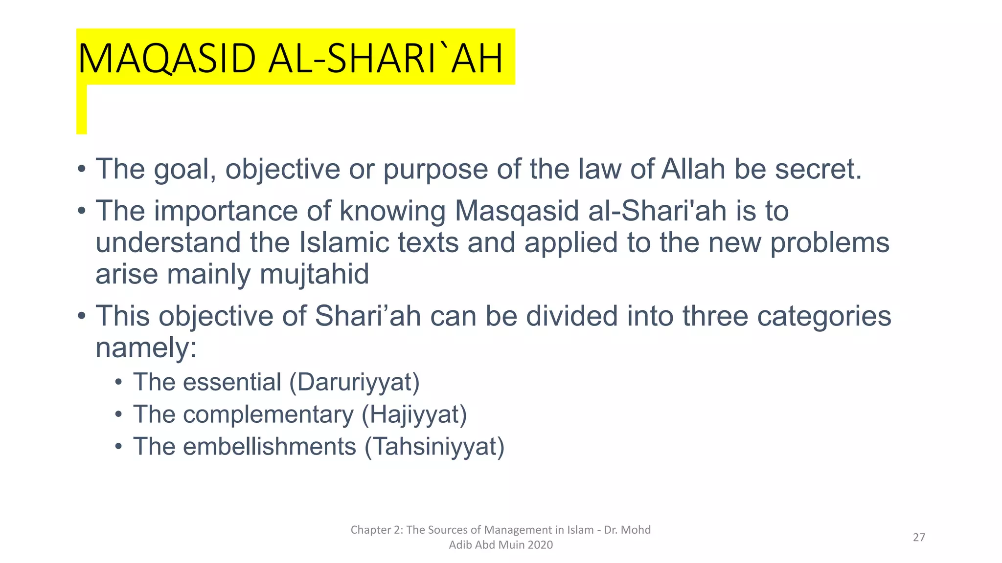 Chapter 2: The Sources of Management in Islamic Perspective | PPTX