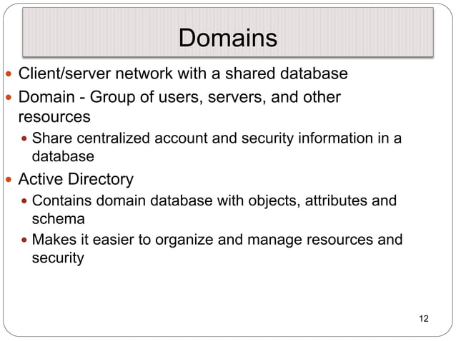 Windows Network concepts | PPTX | Operating Systems | Computer Software and Applications