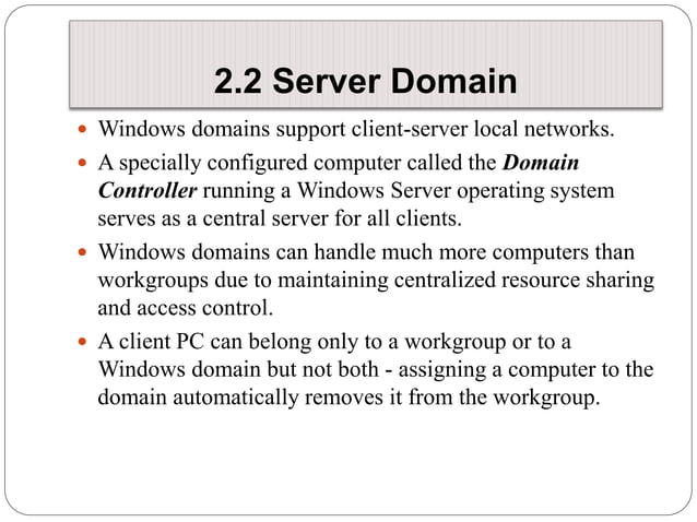 Windows Network concepts | PPTX | Operating Systems | Computer Software and Applications