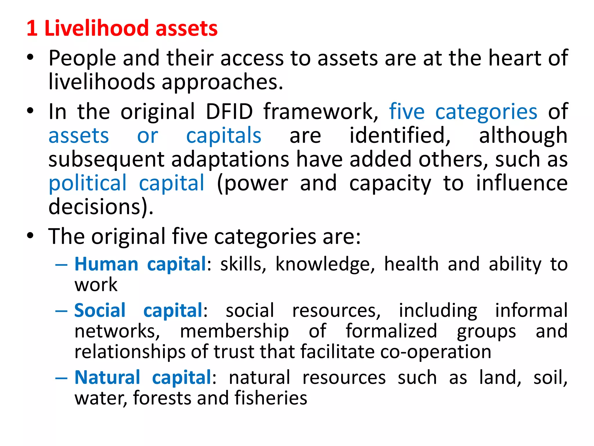 Sustainable Livelihood Framework Pptx Government Support And