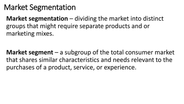 THE TOURISM MARKET AND SEGMENTATION | PPTX