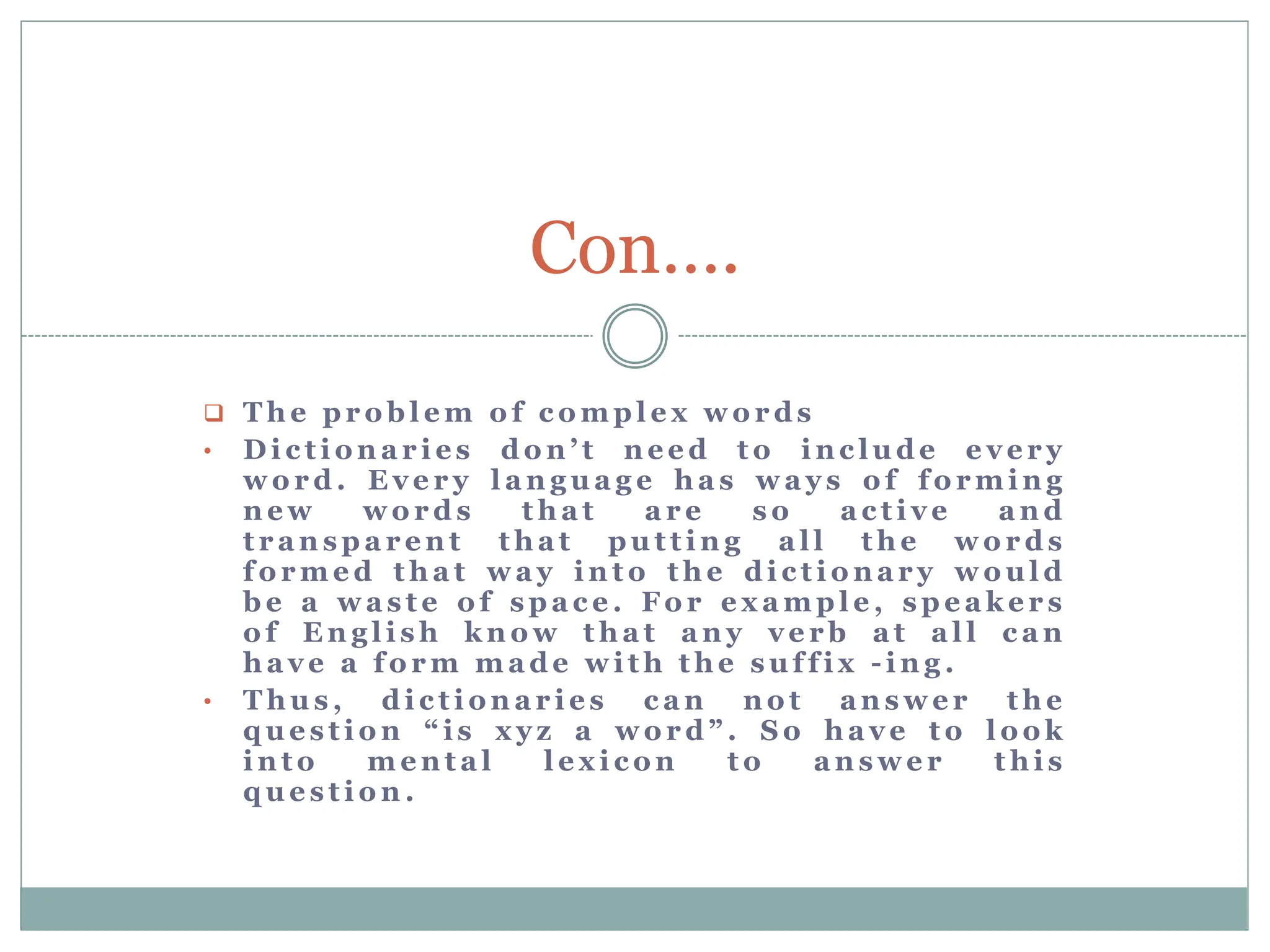 chapter 2. Words, Dictionaries and the mental lexicon (Morphology (Linguistics) | PPTX