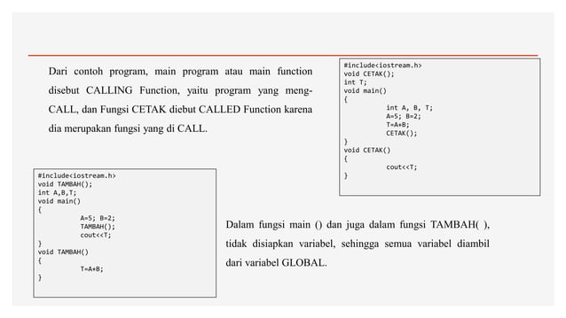 MAteri:Penggunaan fungsi pada pemrograman c++ | PPT